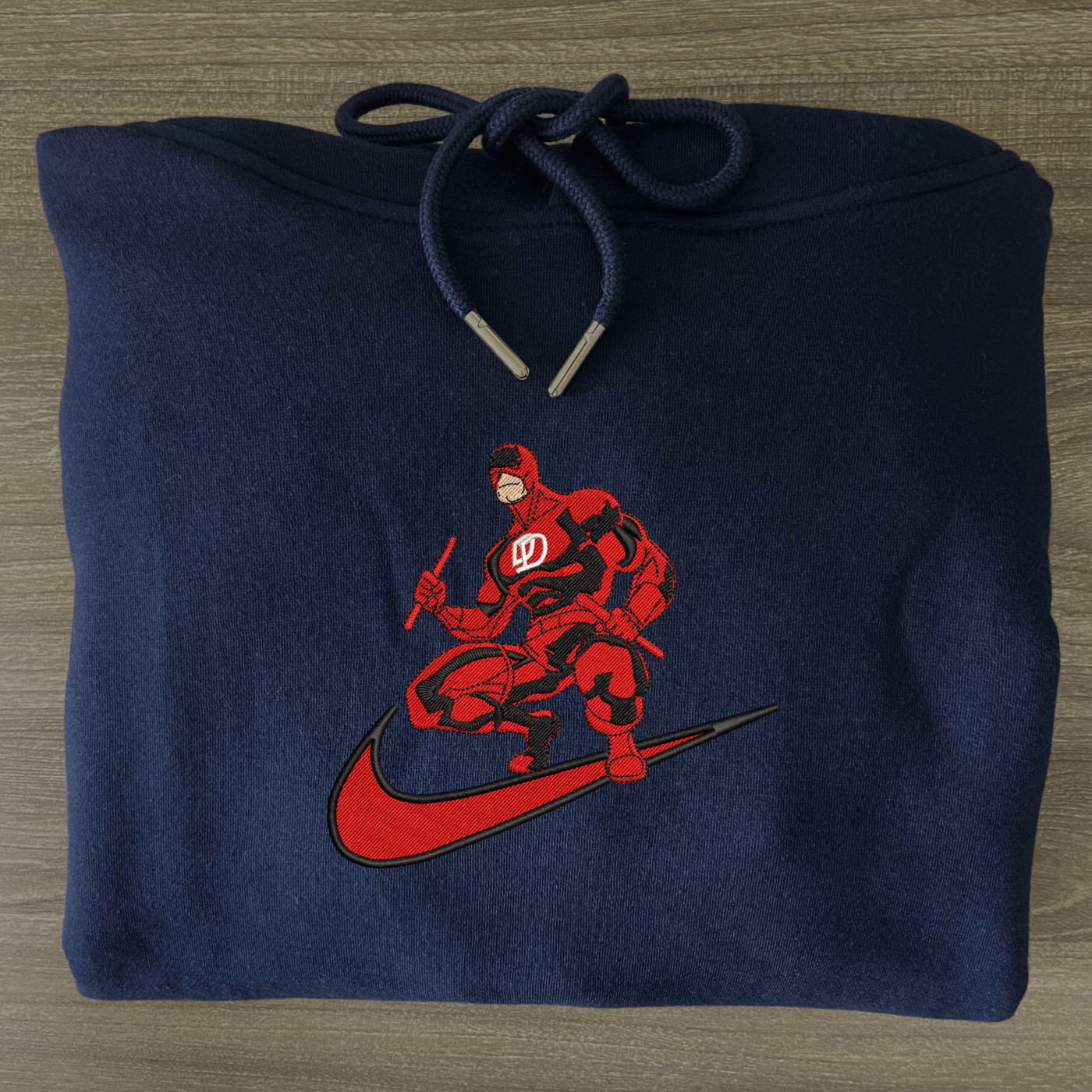 Daredevil Embroidered Hoodie - Navy Blue, X-Large SALE