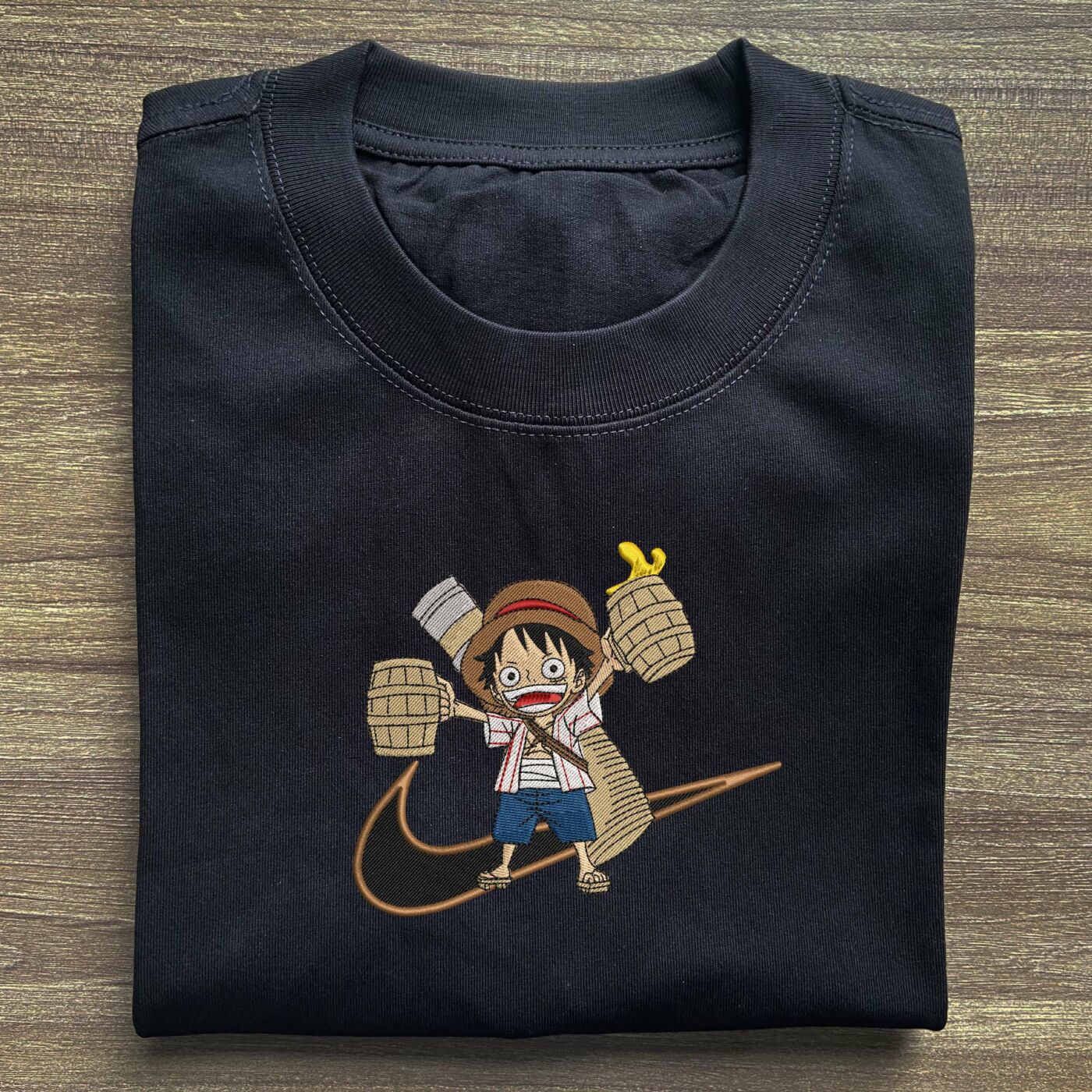 Luffy Beer Embroidered T-shirt - Neko In The Box